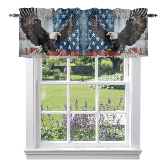 Curtain Valance for Windows, Retro Eagle Independence Day Kitchen ...