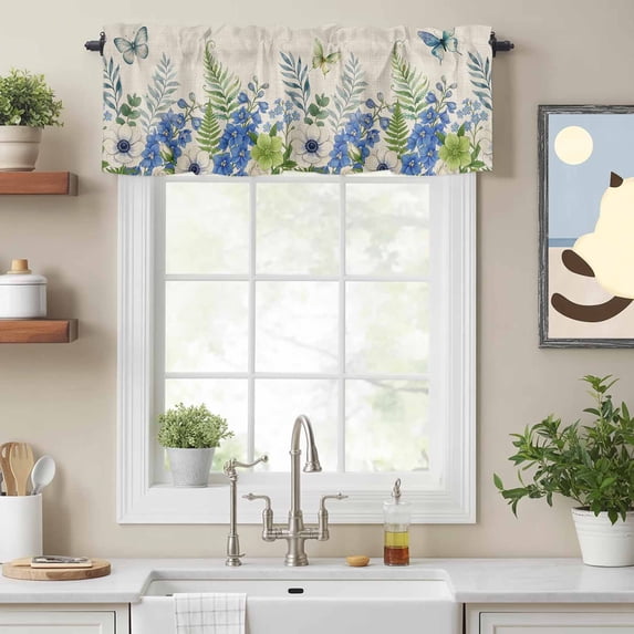 Curtain Valance for Windows, Retro Summer Country Flowers Kitchen ...