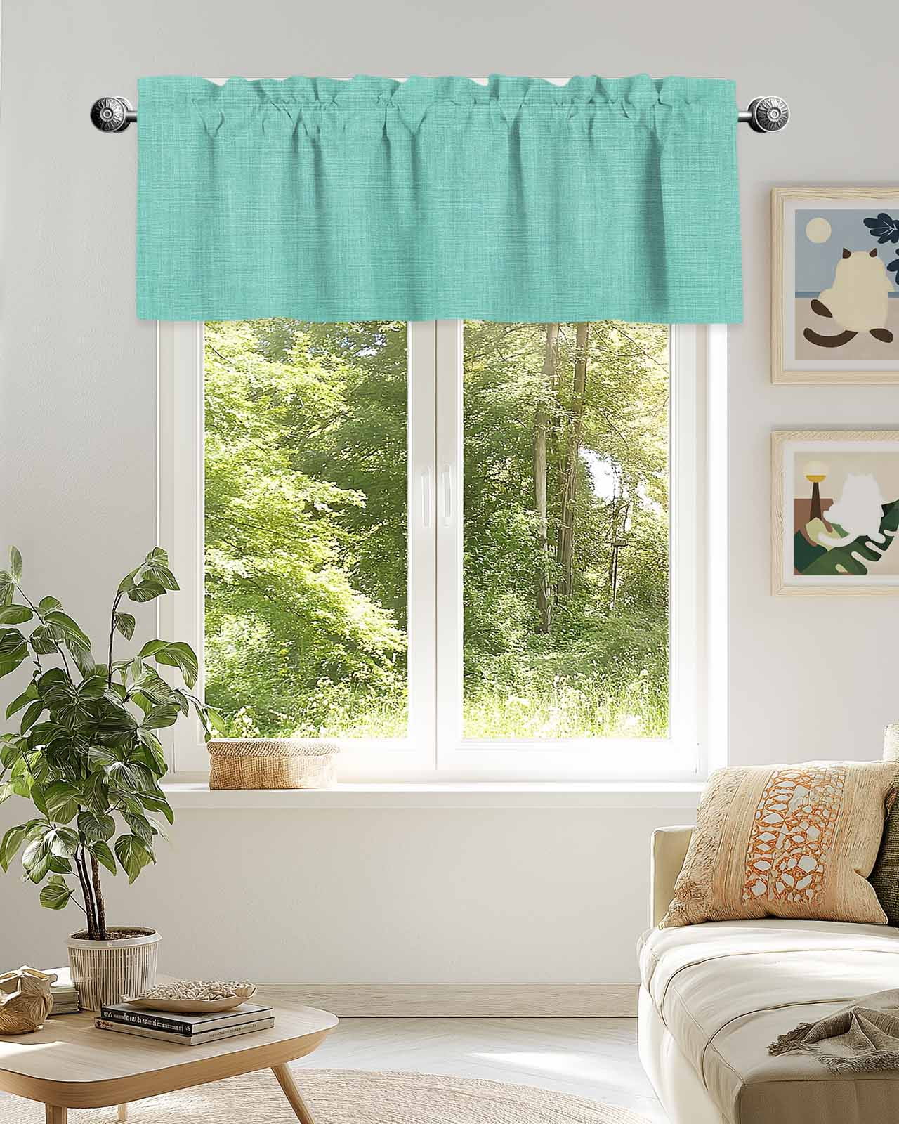 Curtain Valance for Windows,Rustic Linen Texture Kitchen Valances Rod ...