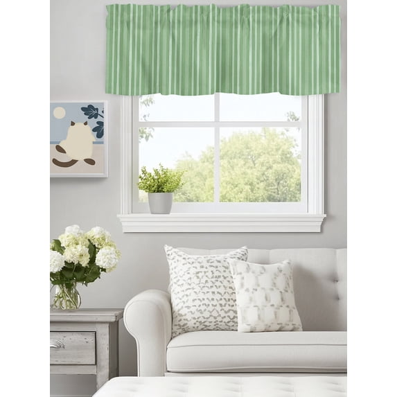 Curtain Valance for Windows, Rustic Sage Green Striped Kitchen Valances ...
