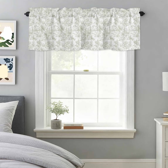 Curtain Valance for Windows, Sage Green Seamless Pattern Kitchen ...