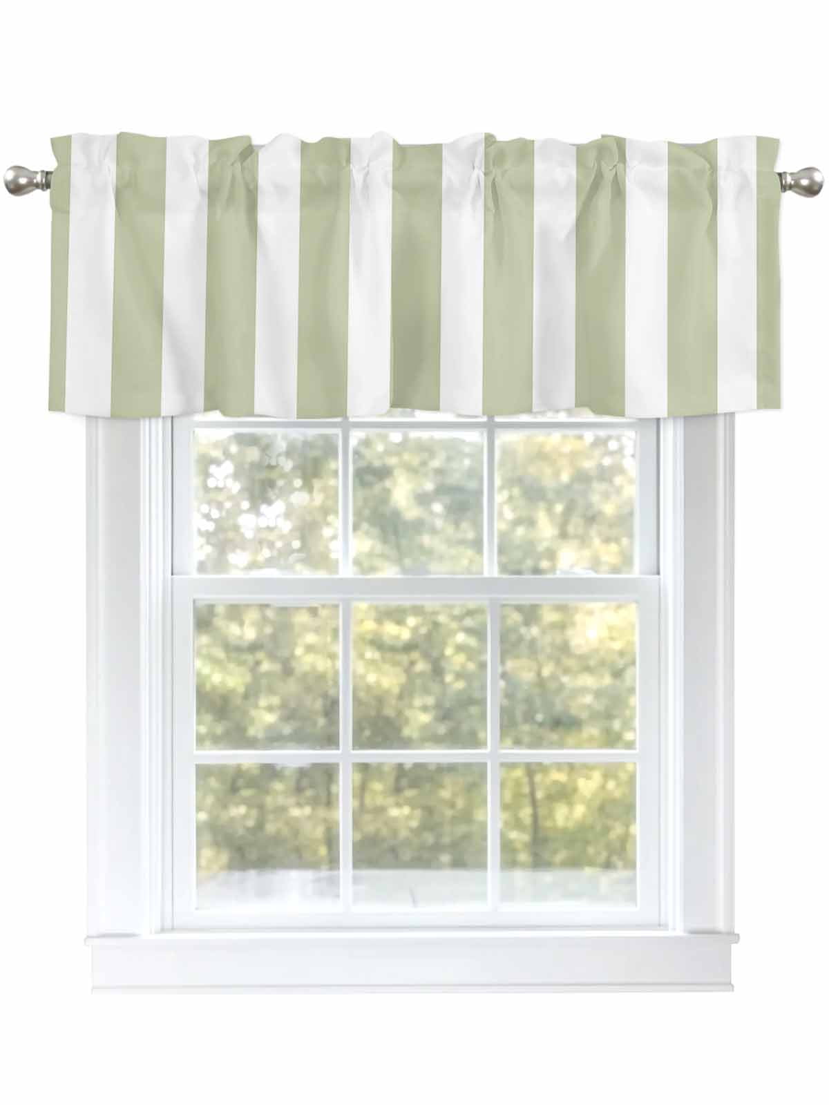 Curtain Valance for Windows Sage Green Stripes Kitchen Curtain Valances ...