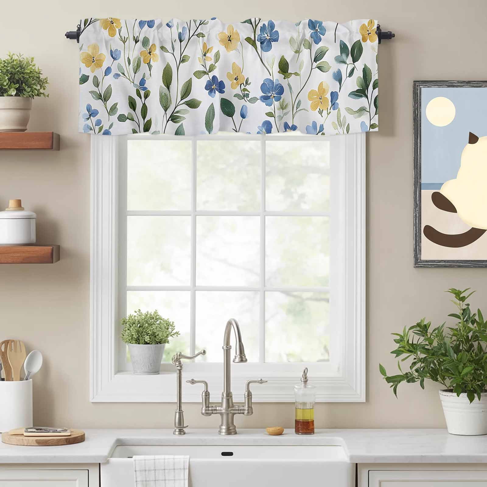 Curtain Valance for Windows, Small Flowers In Full Bloom Kitchen ...