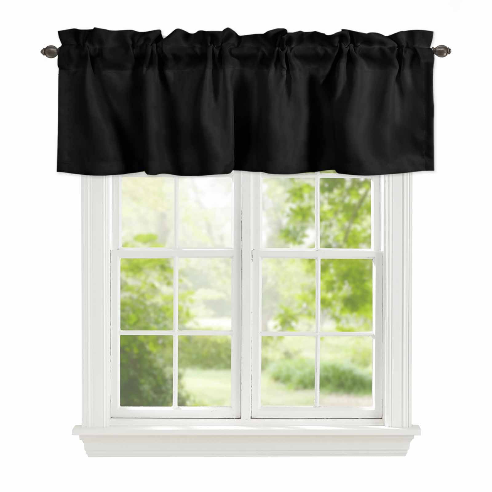 Curtain Valance for Windows, Solid Art Minimalist Pure Black Kitchen ...