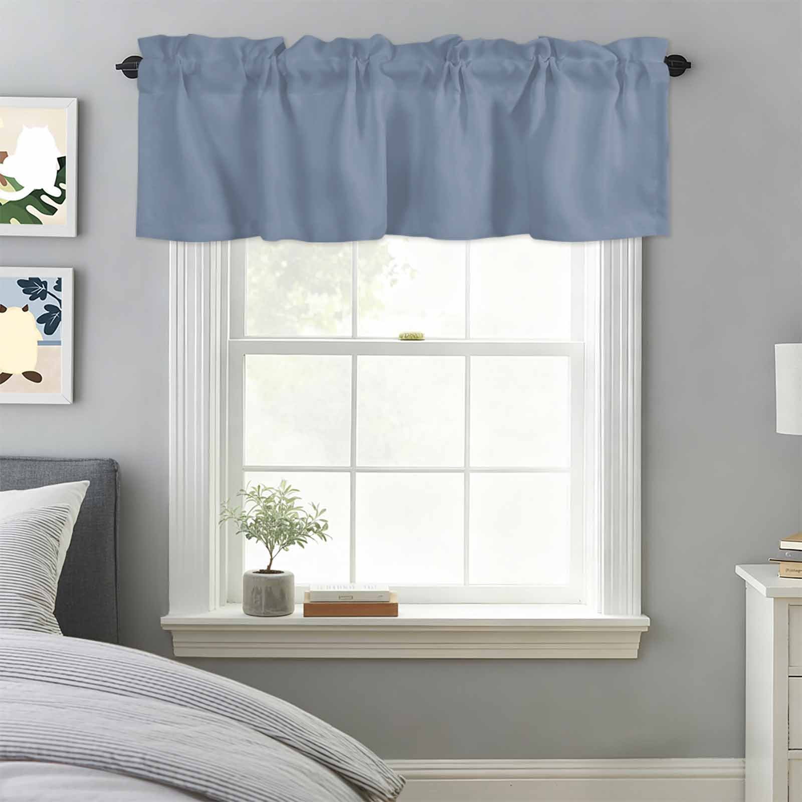 Curtain Valance for Windows, Solid Pure Cyan Light Blue Kitchen ...
