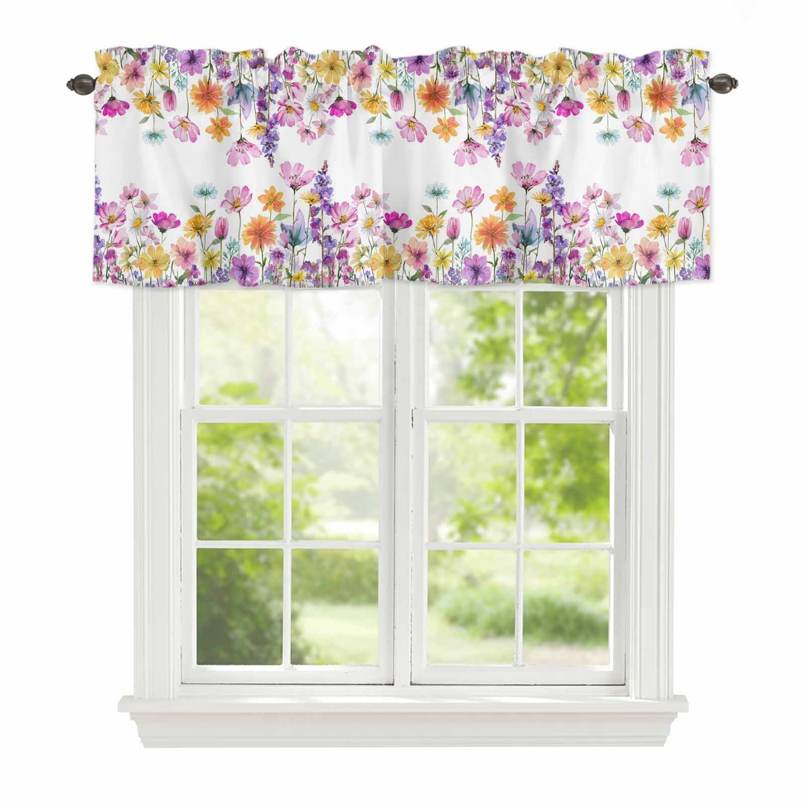 Curtain Valance for Windows, Spring Garden Blossom Flower Kitchen ...