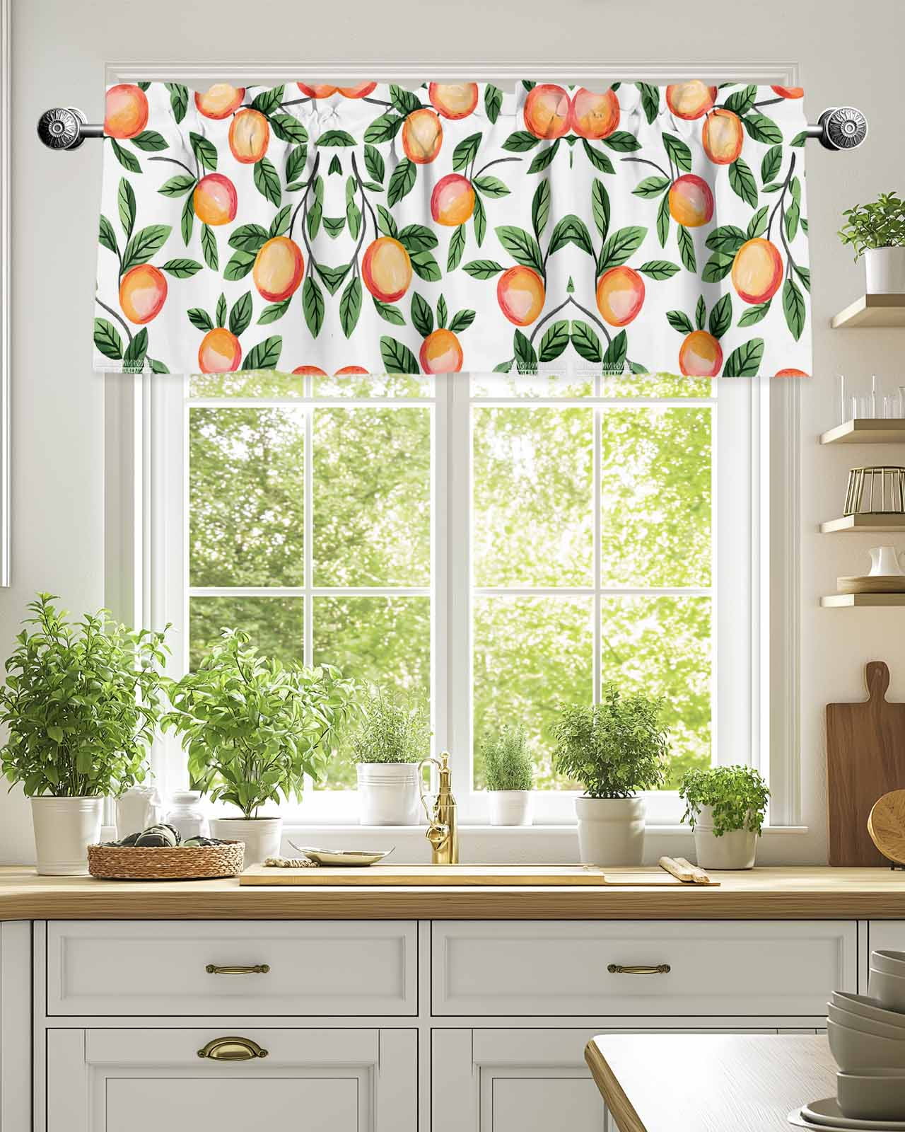 Curtain Valance for Windows,Spring Summer Country Peach on White ...