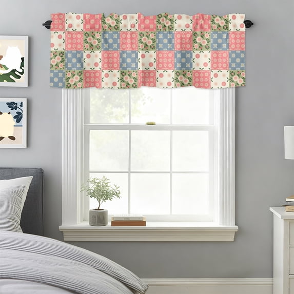 Curtain Valance for Windows, Spring Watercolor Flowers Kitchen Valances ...
