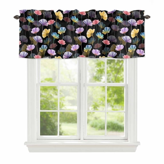 Curtain Valance for Windows, Spring Watercolors Flowers Kitchen ...
