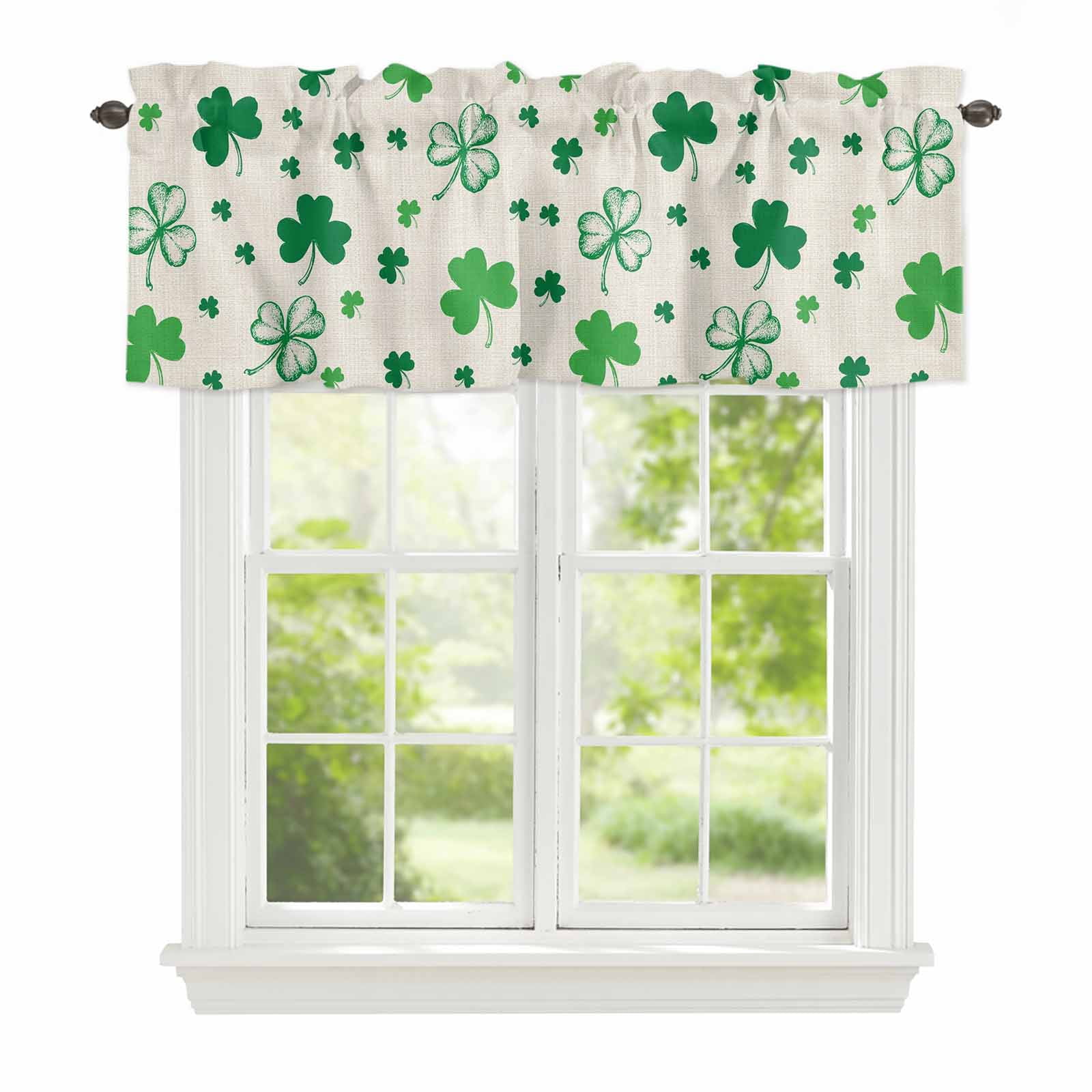 Curtain Valance for Windows, St. Patrick's Day Shamrock Seamless ...
