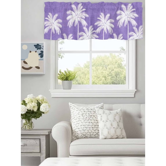 Curtain Valance for Windows, Summer Coastal Coconut Trees Kitchen ...