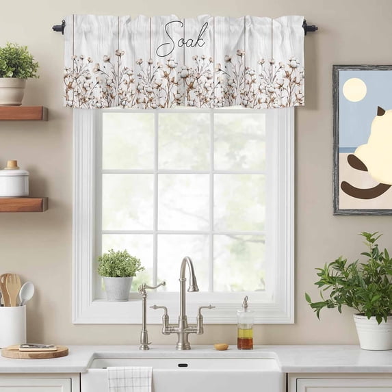 Curtain Valance for Windows, Summer Country Cotton Flowers Kitchen ...