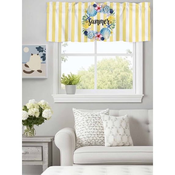 Curtain Valance for Windows, Summer Lemons Sea Stars Shells Kitchen ...