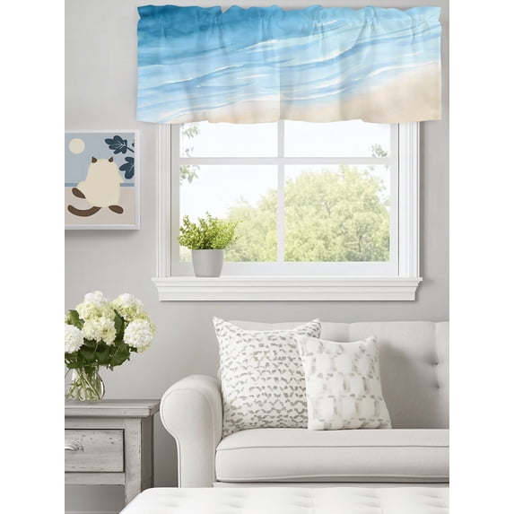 Curtain Valance for Windows, Summer Ocean Blue Gradient Kitchen ...
