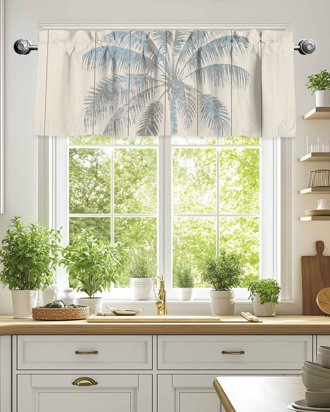 Curtain Valance for Windows,Summer Palm Tree Tropical Plant Abstract ...