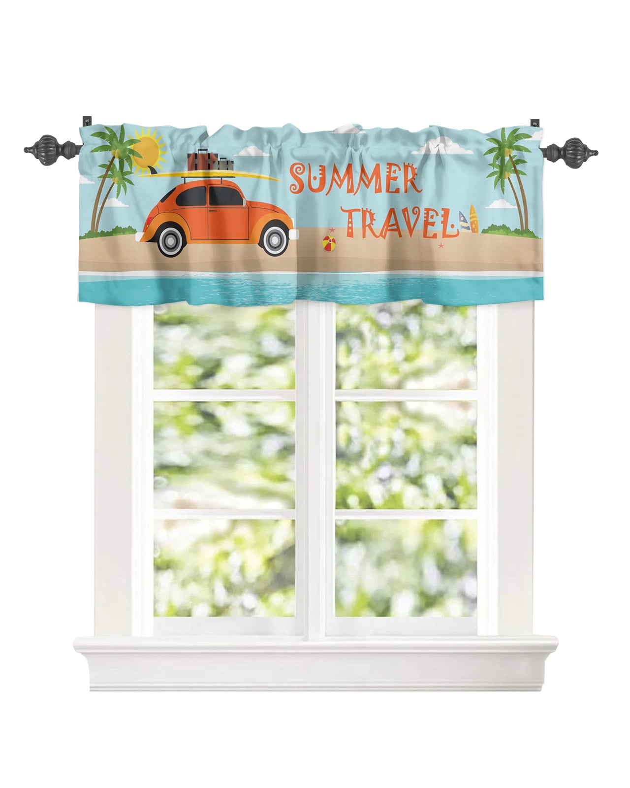 Curtain Valance for Windows Summer Travel Sea Beach Car Kitchen ...