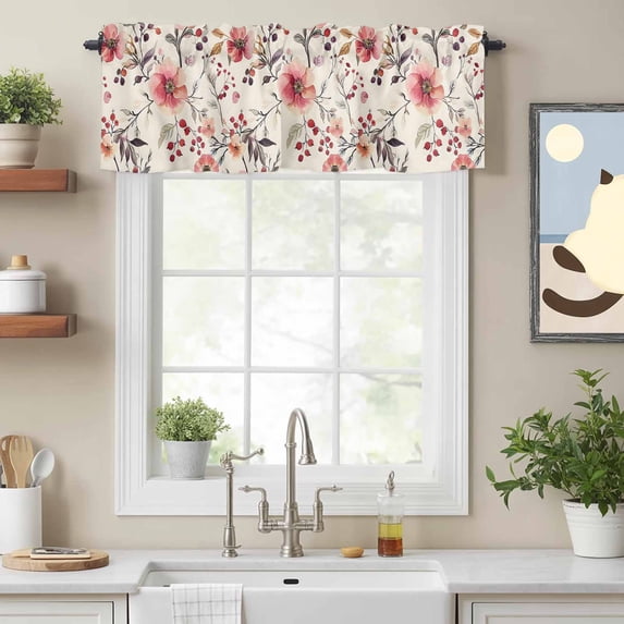 Curtain Valance for Windows, Summer Vintage Blossom Flower Kitchen ...