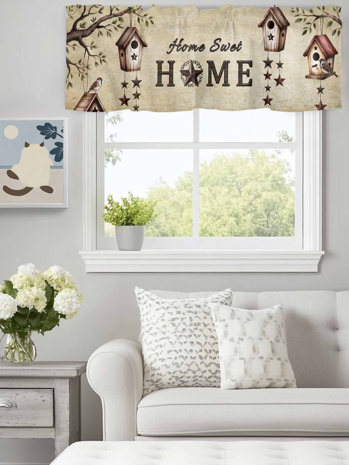 Curtain Valance for Windows,Sweet Home Sparrows Kitchen Valances Rod ...