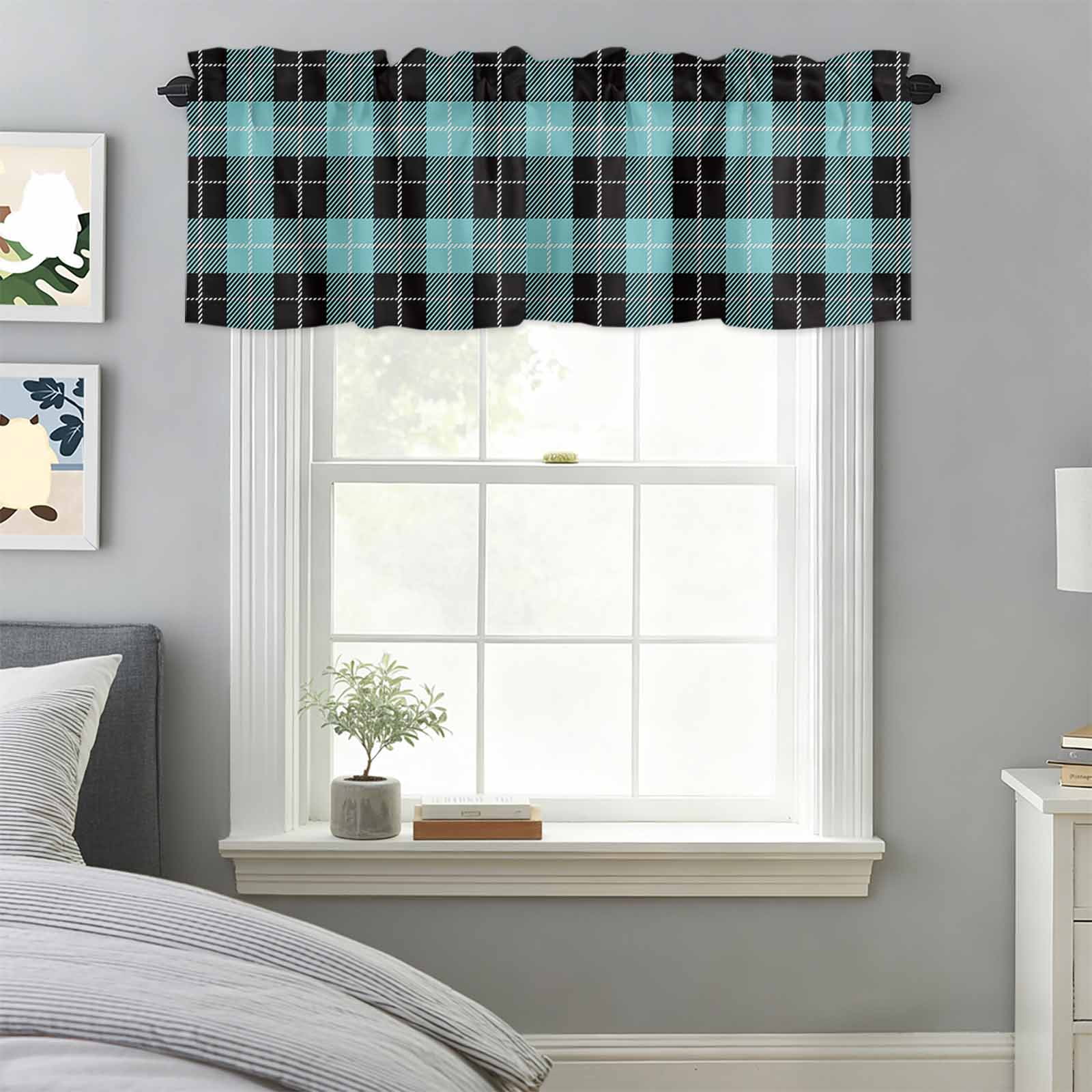 Curtain Valance for Windows, Tartan Plaid Buffalo Grid Pattern Kitchen ...
