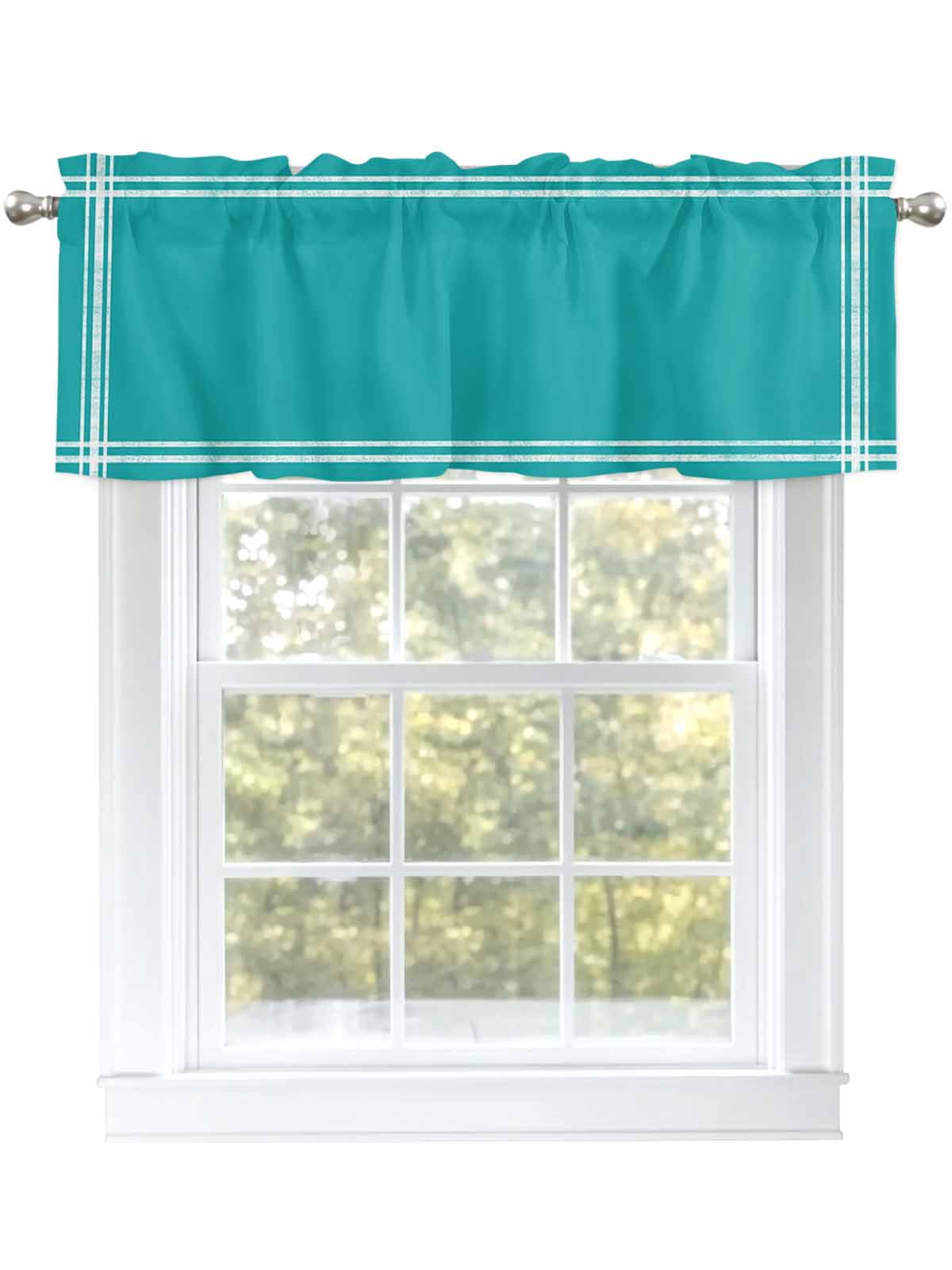 Curtain Valance for Windows Teal Green Kitchen Curtain Valances Solid ...