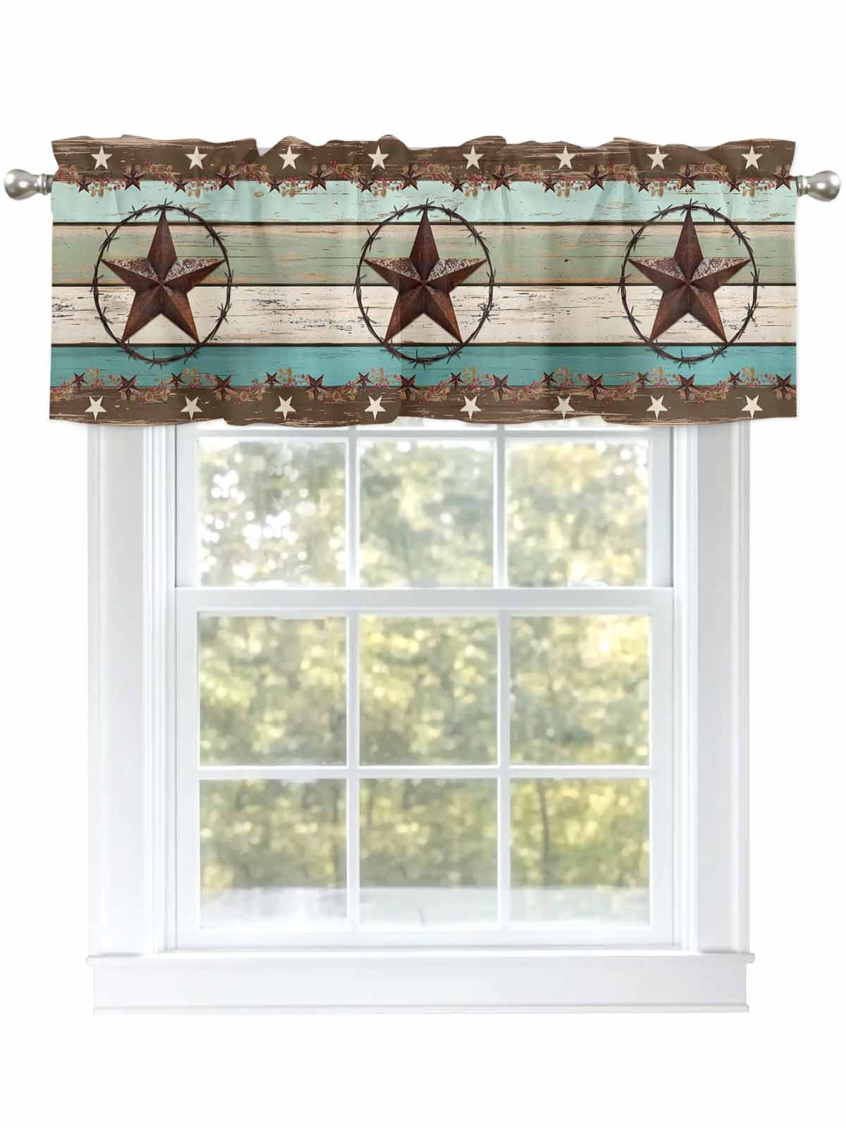 Curtain Valance for Windows Texas Star Turquoise Kitchen Curtain ...