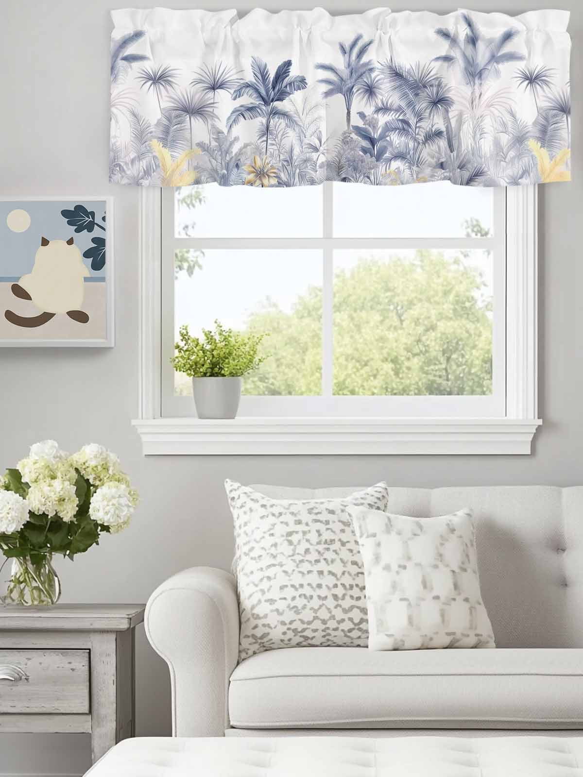 Curtain Valance for Windows,Tropical Plant Palm Tree Turtle Leaf ...