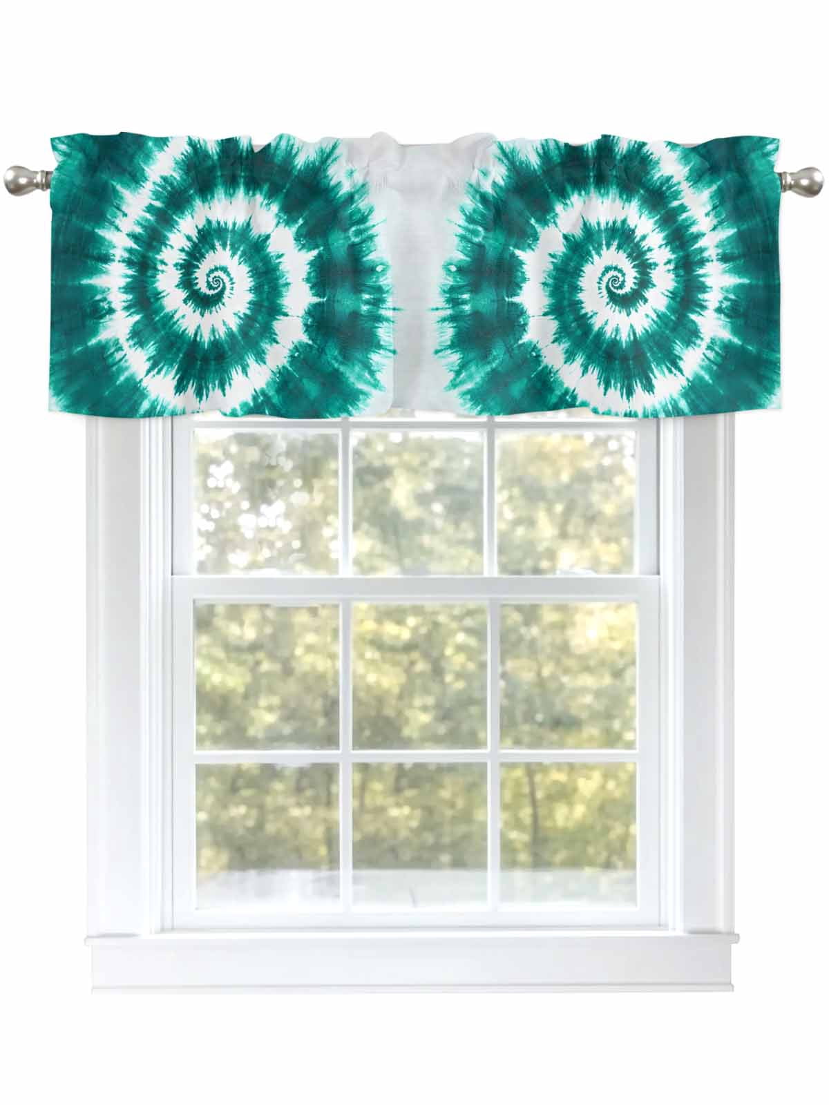 Curtain Valance for Windows Turquoise Tie Dye Kitchen Curtain Valances ...