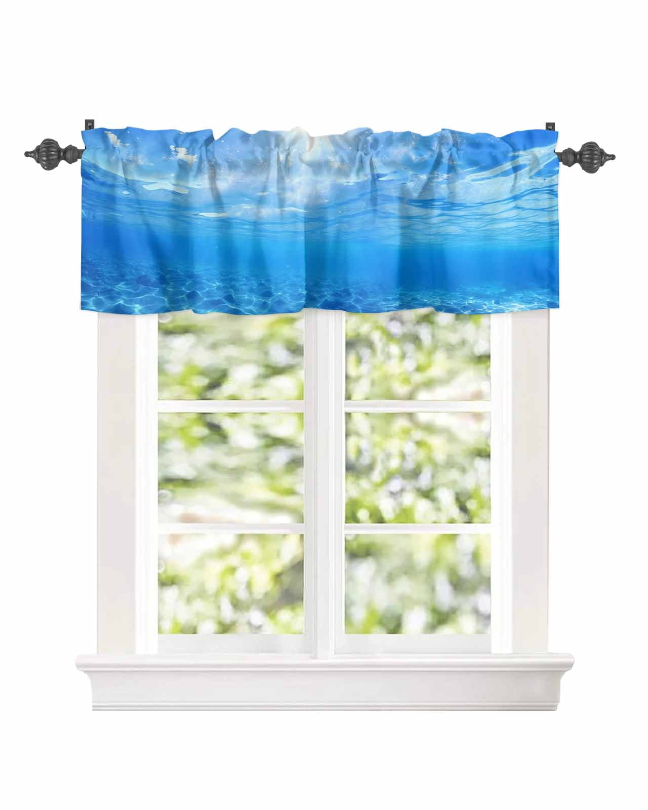 Curtain Valance for Windows Underwater Blue Ocean Water Waves Sunshine ...