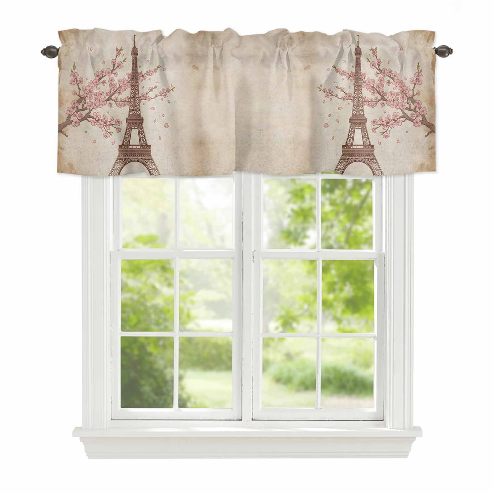 Curtain Valance for Windows, Valentine's Day Eiffel Tower Kitchen ...