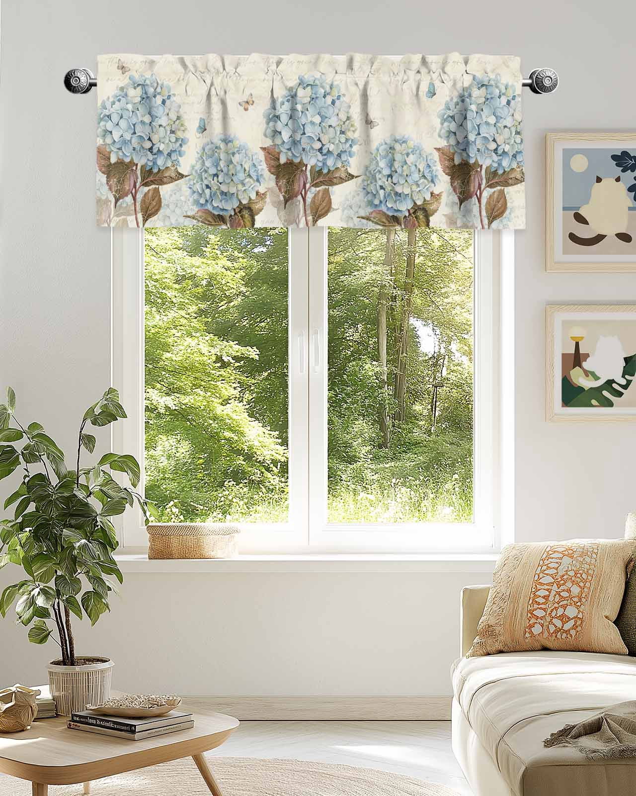 Curtain Valance for Windows,Vintage Embroidery Balloons on Letter ...