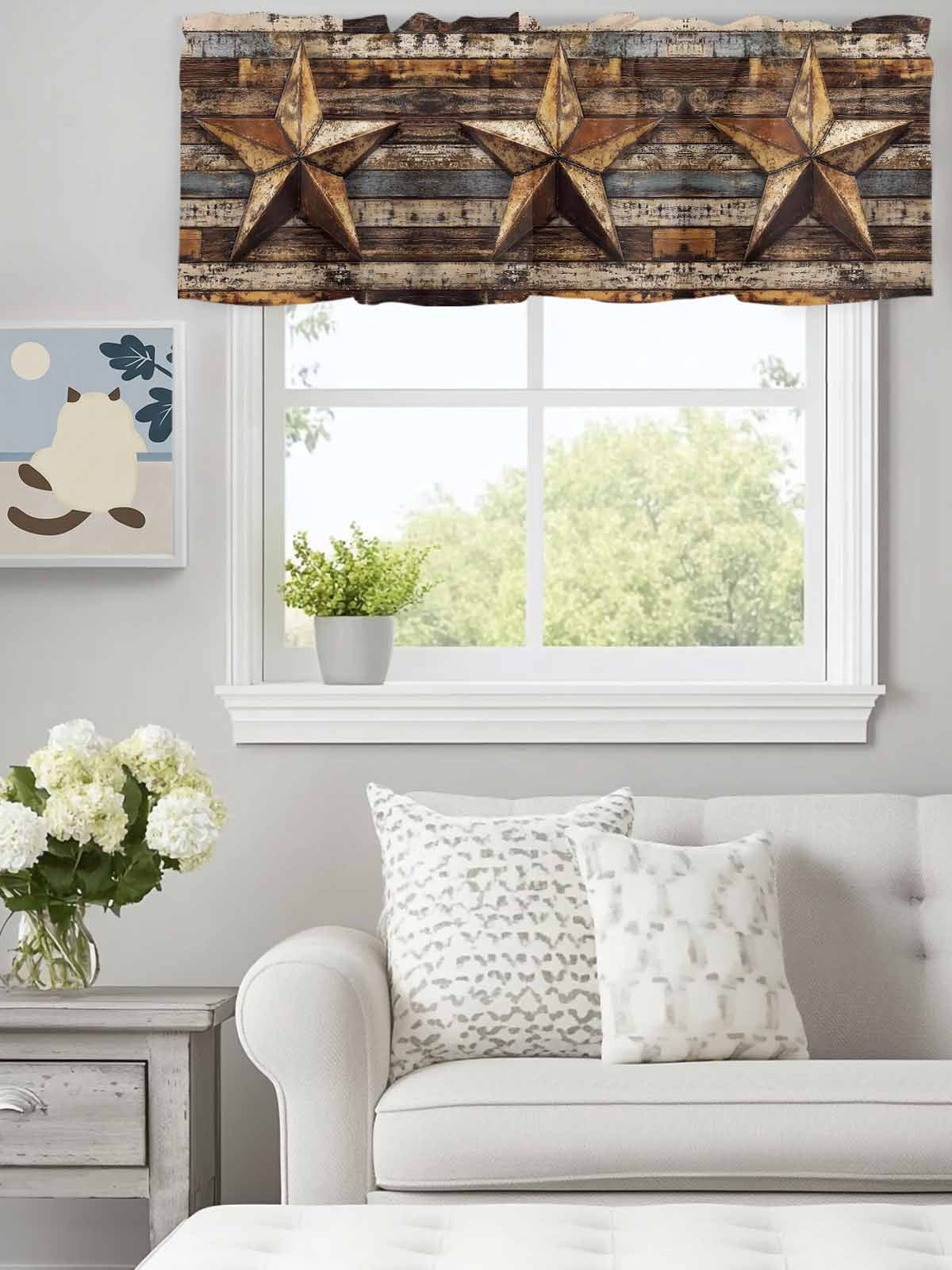 Curtain Valance for Windows, Vintage Metal Texas Stars Kitchen Valances ...