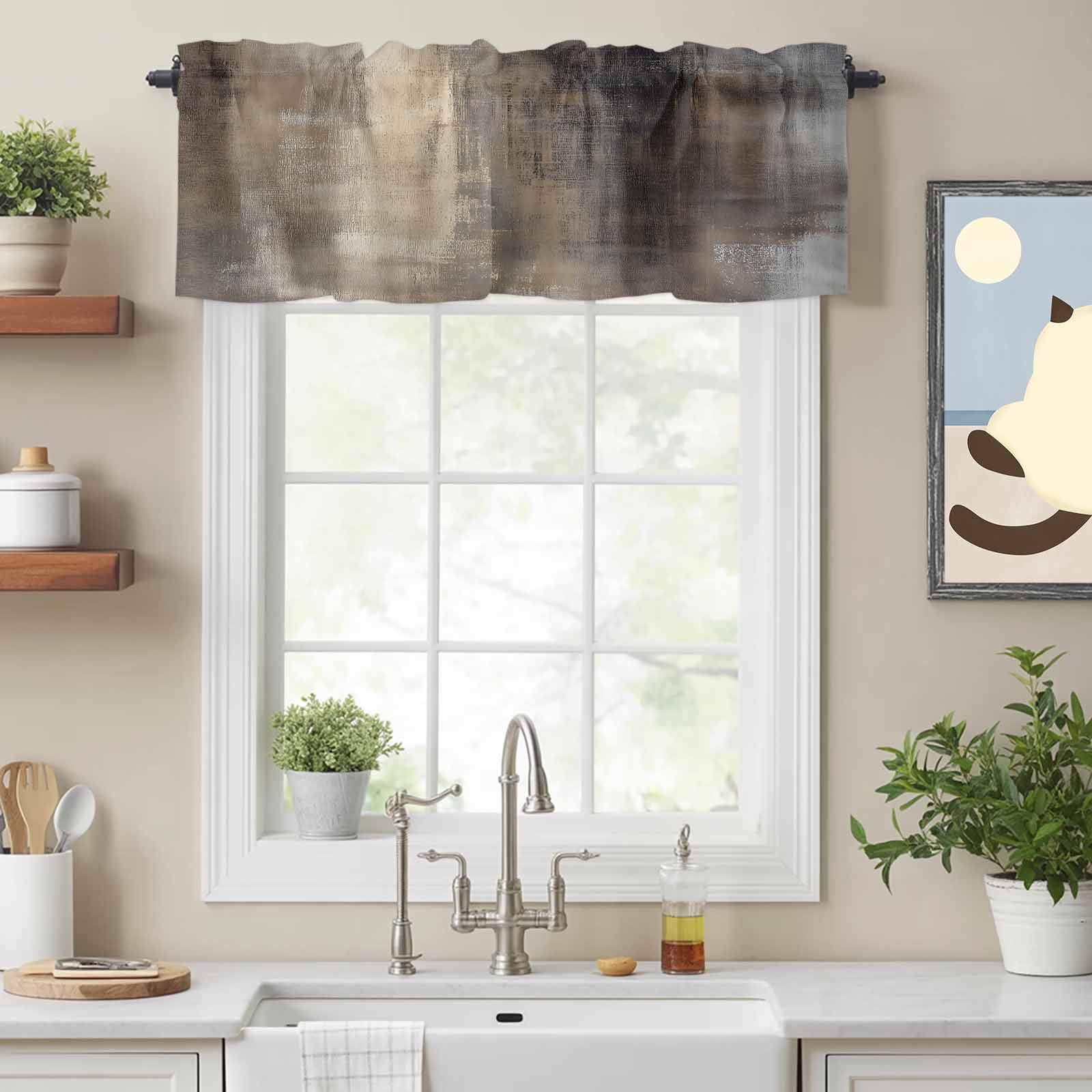 Curtain Valance for Windows, Vintage Ombre Oil Painting Kitchen ...