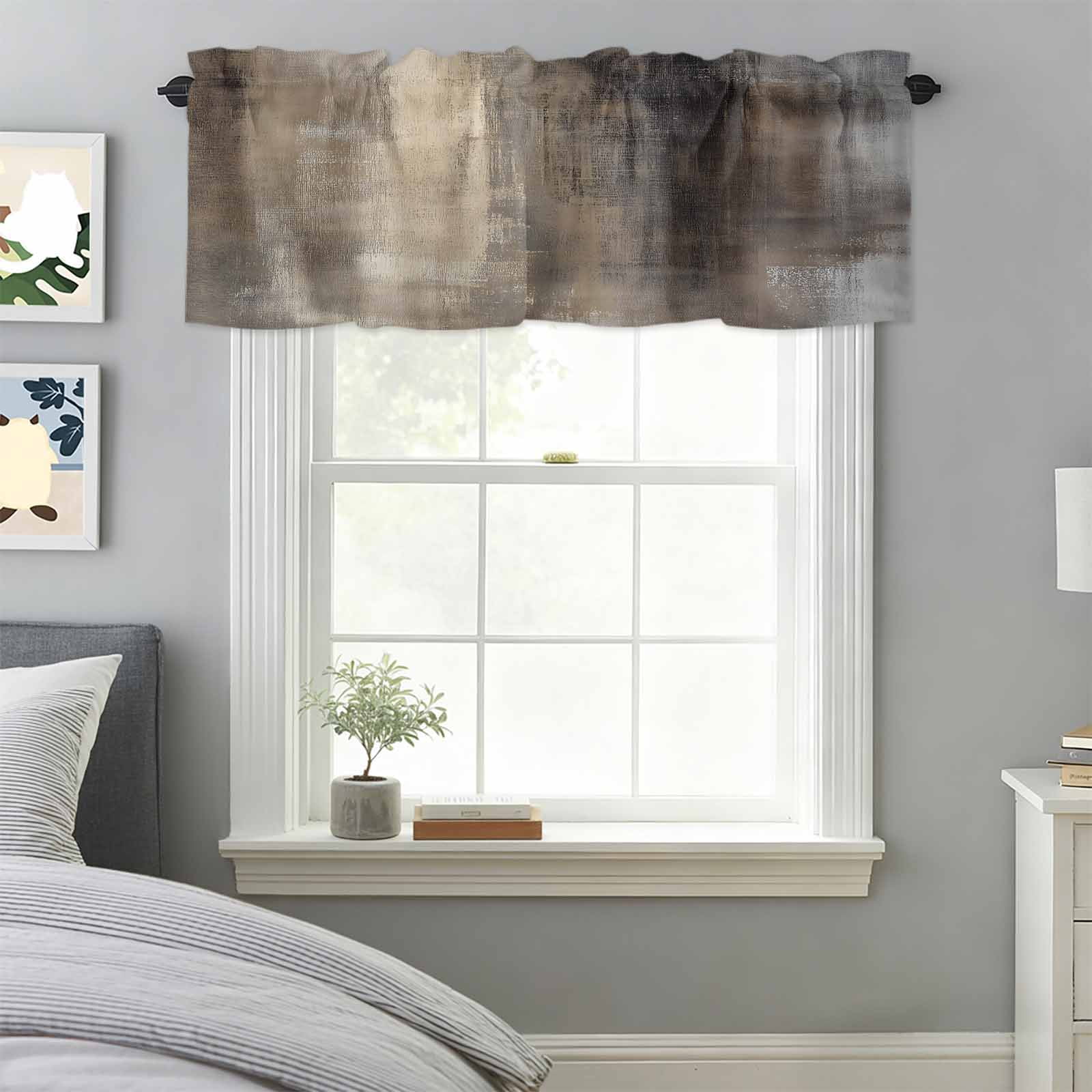 Curtain Valance for Windows, Vintage Ombre Oil Painting Kitchen ...
