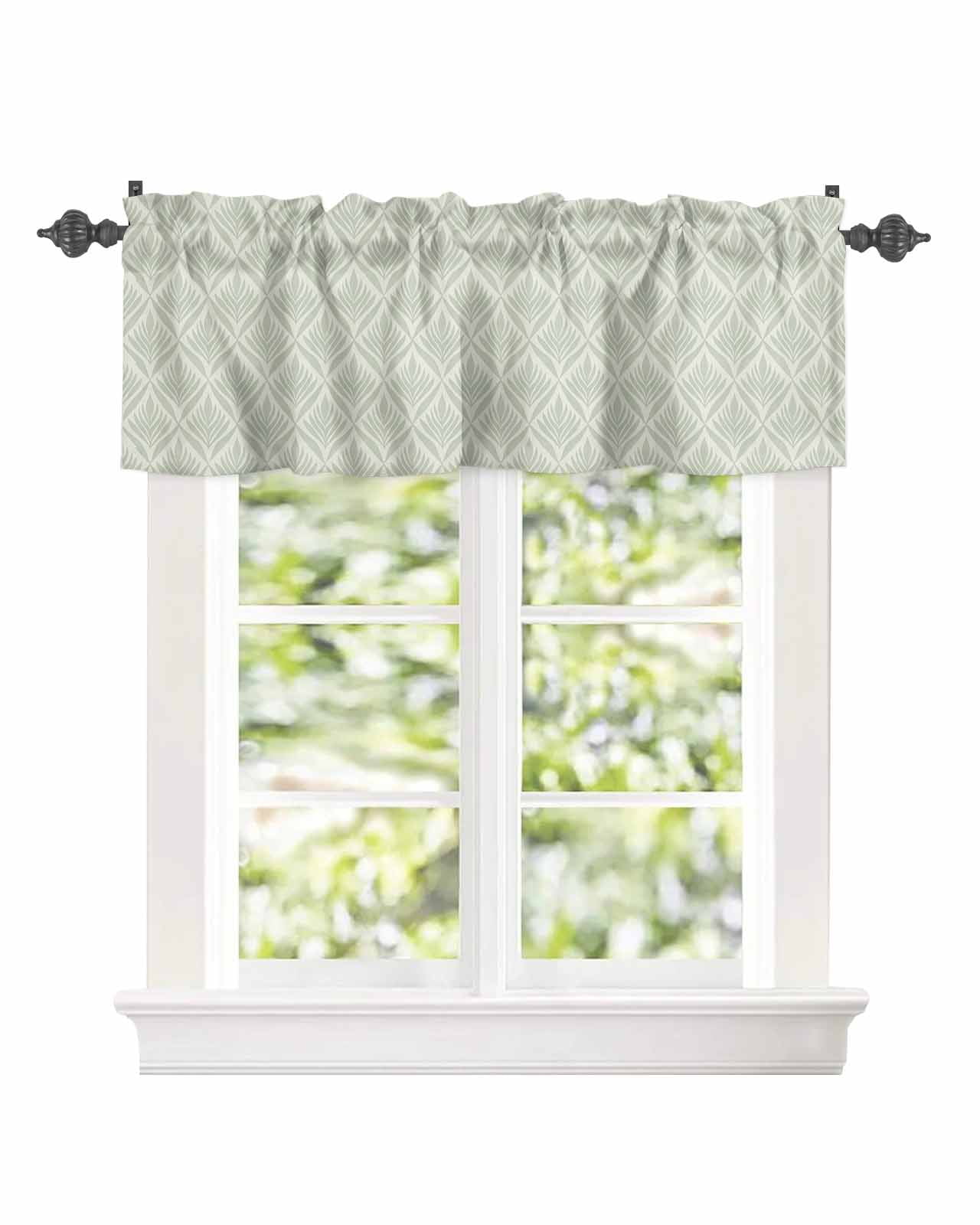 Curtain Valance for Windows Watercolor Abstract Sage Green Petal ...