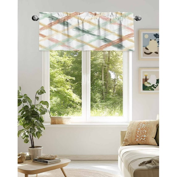 Curtain Valance for Windows,Watercolor Colorful Line Texture Kitchen ...