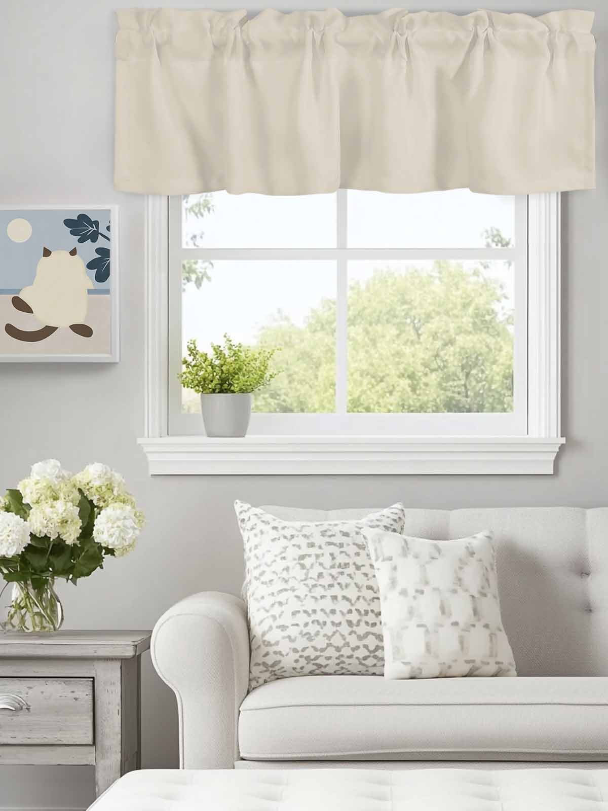 Curtain Valance for Windows, Watercolor Minimalist Pure Color Kitchen ...