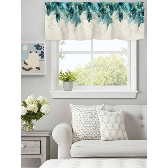 Curtain Valance for Windows, Watercolor Realistic Peacock Feathers ...