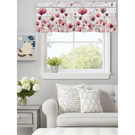 Curtain Valance for Windows, Watercolor Spring Flowers Kitchen Valances ...