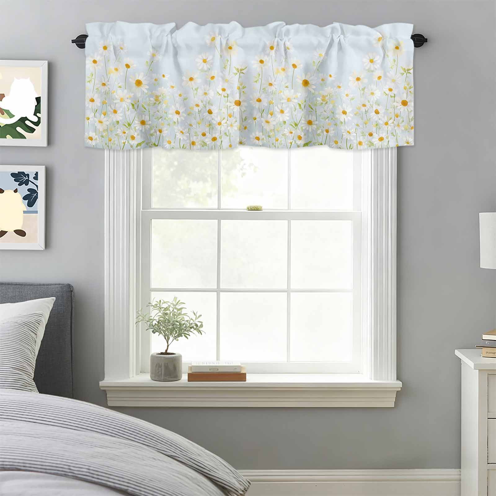Curtain Valance for Windows, Watercolors Small Chrysanthemums Flowers ...