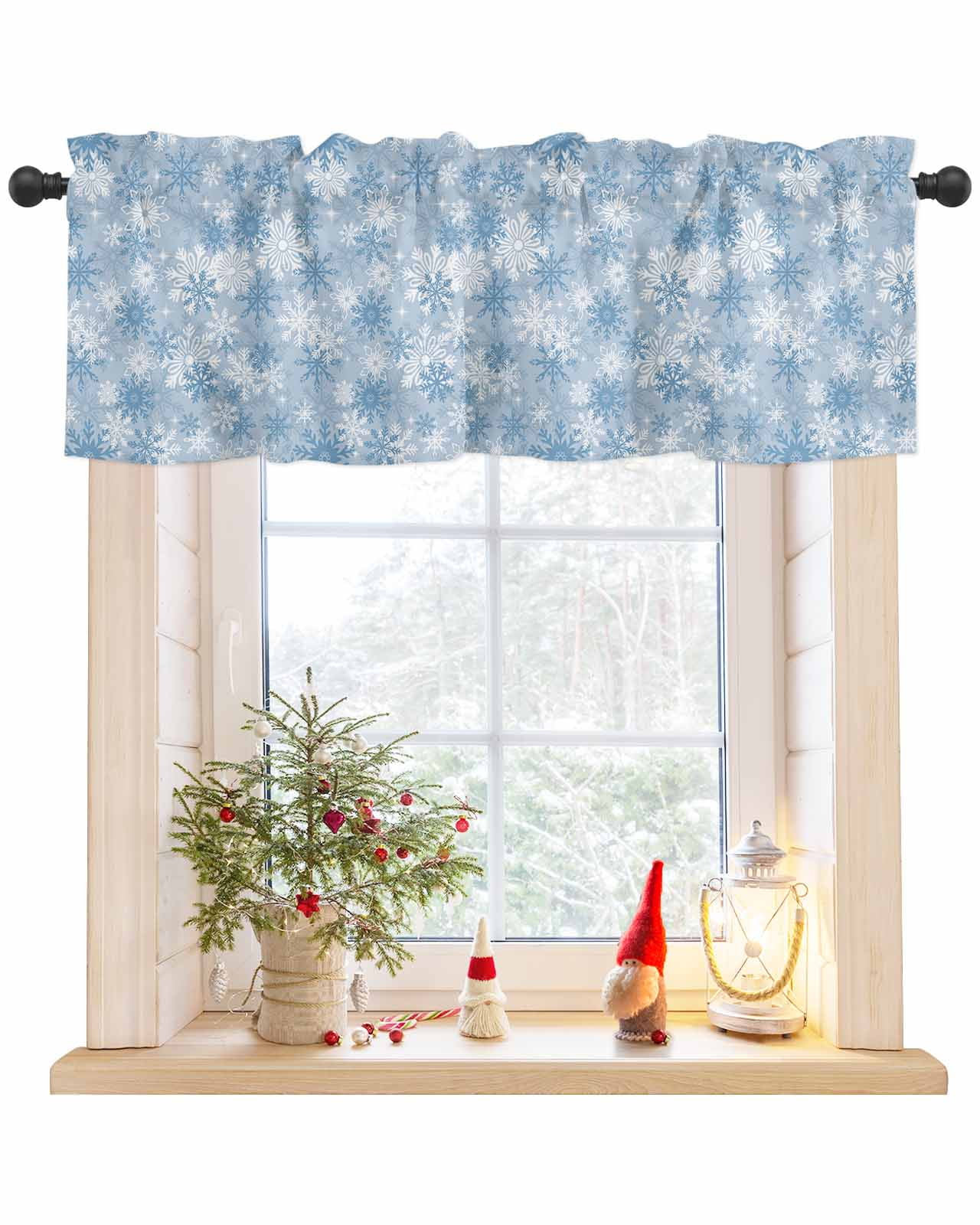 Curtain Valance for Windows Winter Snow Christmas Snowflakes Seamless ...