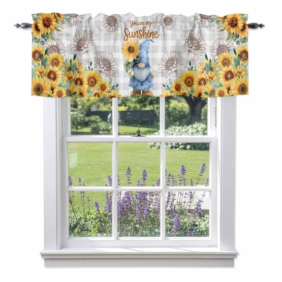 Curtain Valance for Windows, You Are My Sunshine Blue Gnome Kitchen ...