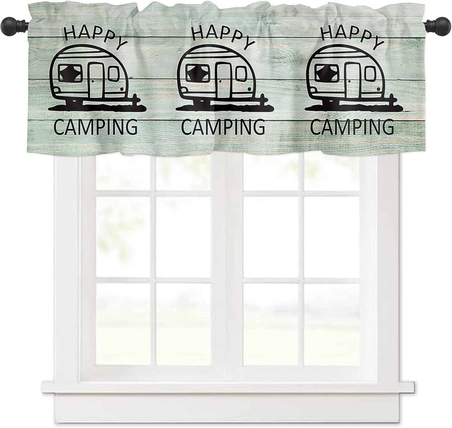Curtain Valances Drapes Camper Trailer Happy Explore,Rod Pocket Window ...