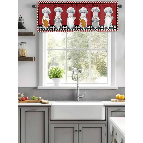 Curtain Valances for Kitchen,Kitchen Gnome Cute Chef Gourmet Pot Window ...