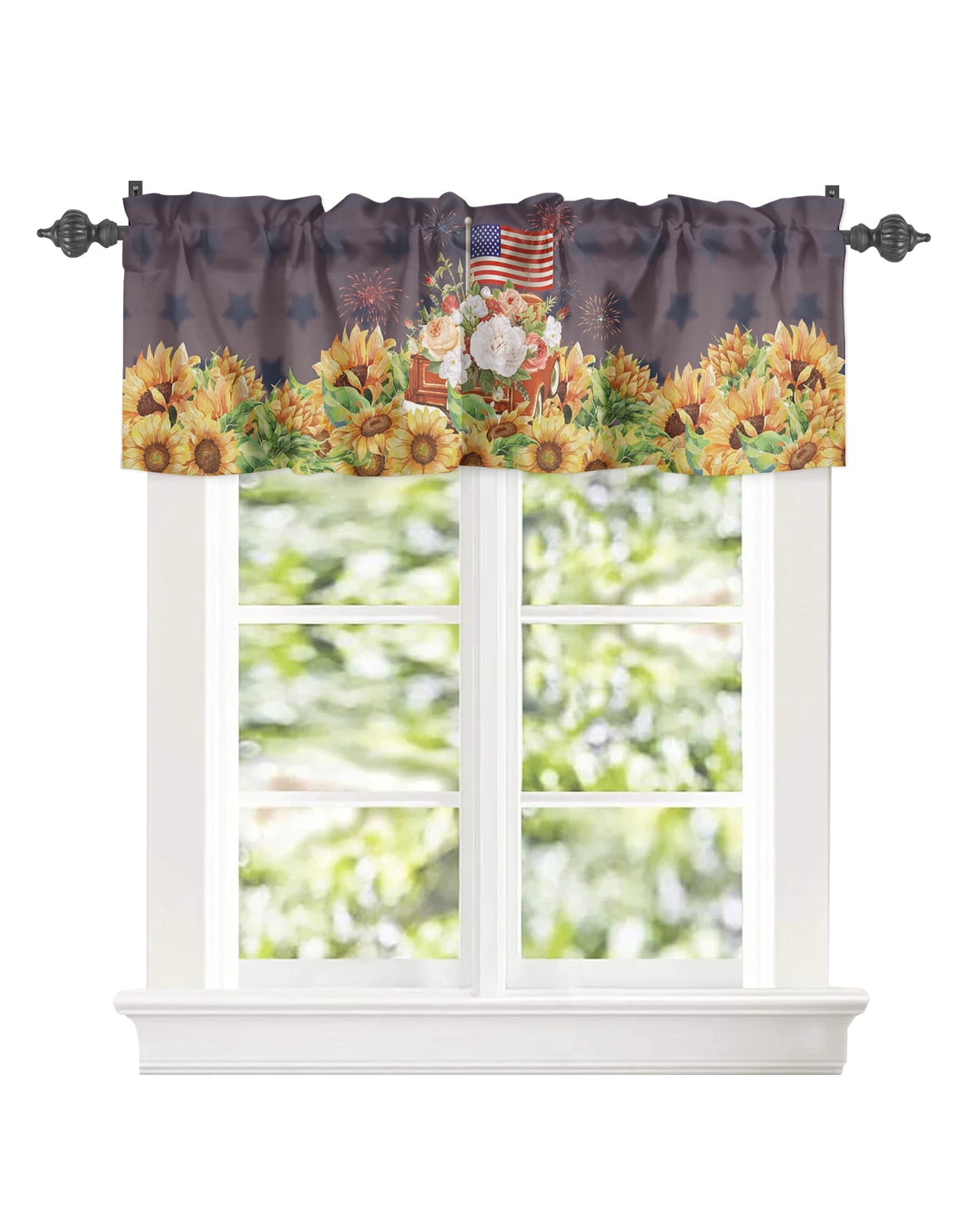 Curtain Valances for Kitchen Windows Independence Day Sunflower USA ...