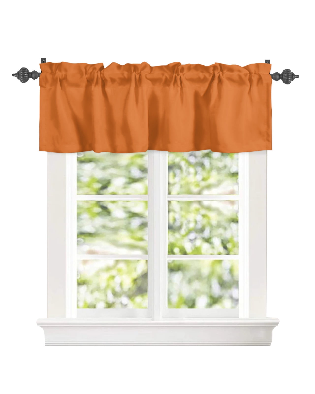 Curtain Valances for Kitchen Windows Orange Pure Color,Privacy Rod ...