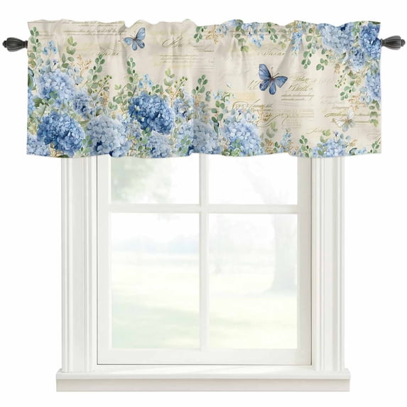Curtain Valances for Kitchen Windows,Rod Pocket Short Valance Blue ...