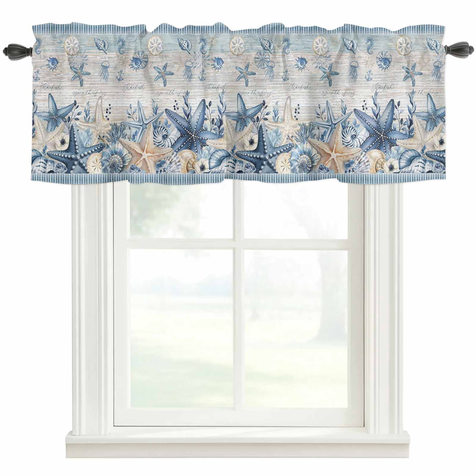 Curtain Valances for Kitchen Windows,Rod Pocket Short Valance Blue ...
