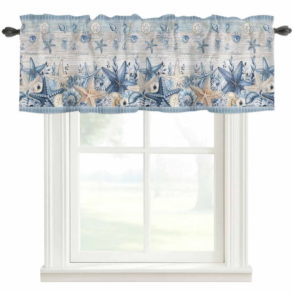 Curtain Valances for Kitchen Windows,Rod Pocket Short Valance Blue ...