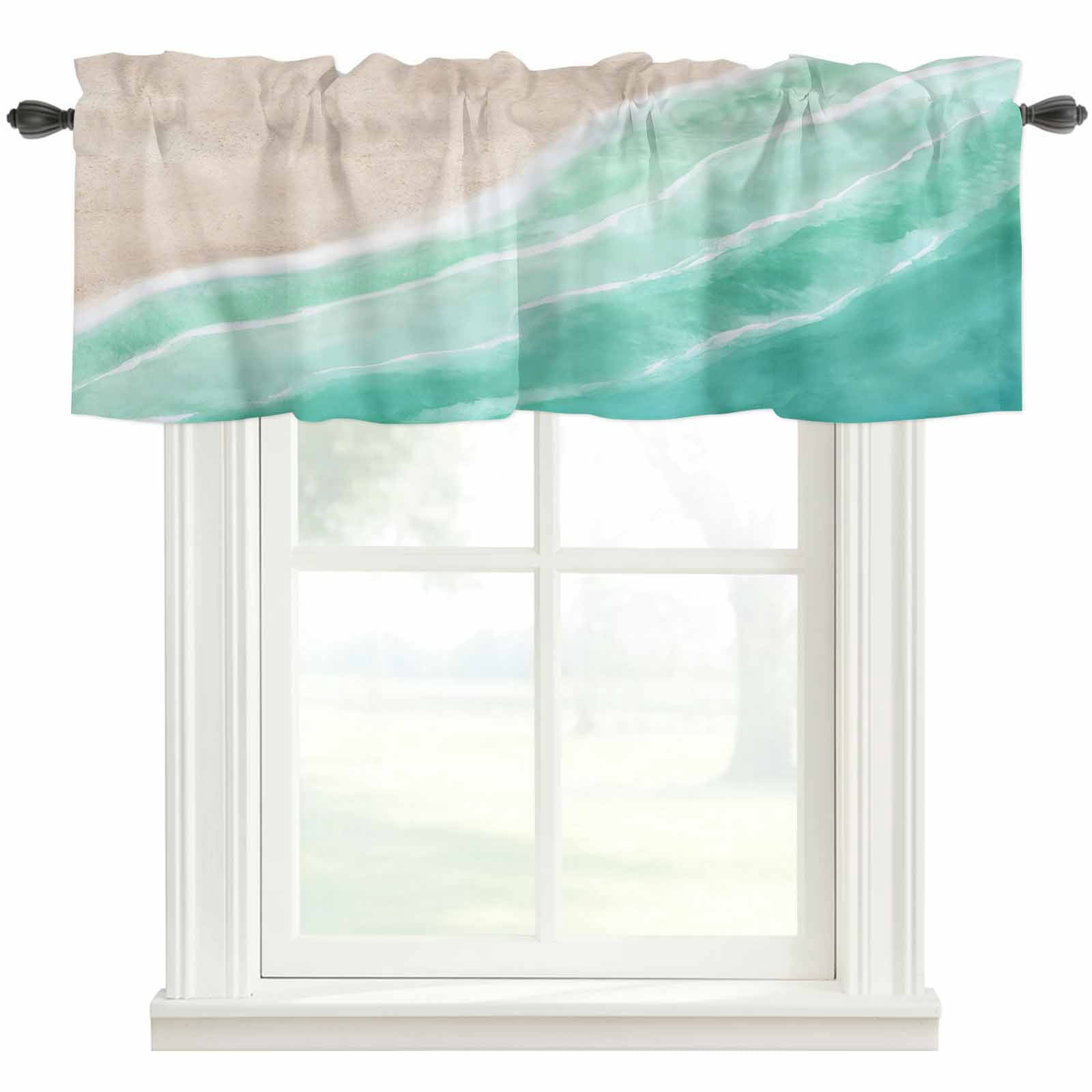 Curtain Valances for Kitchen Windows,Rod Pocket Short Valance Coastal ...
