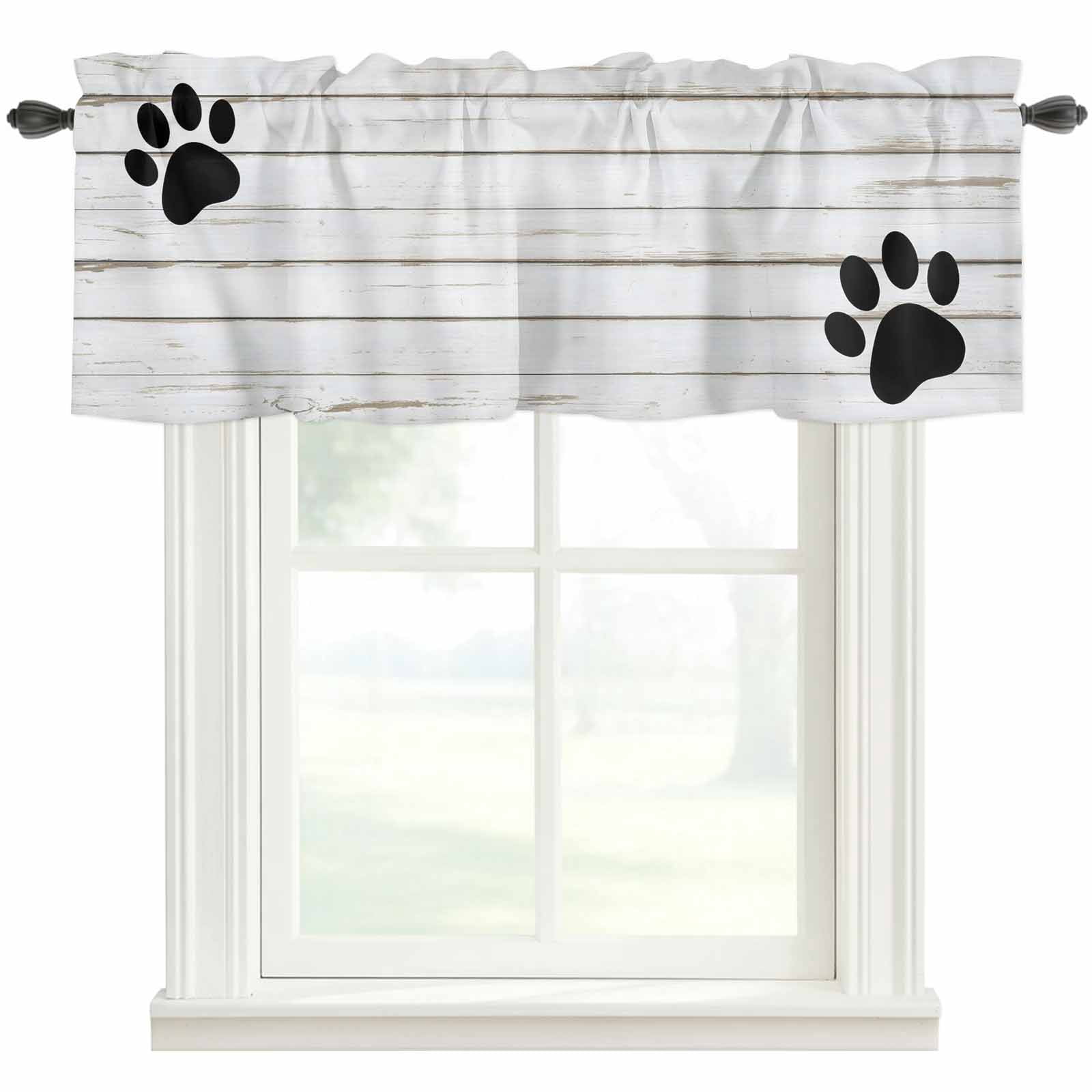 Curtain Valances for Kitchen Windows,Rod Pocket Short Valance Dog Claws ...